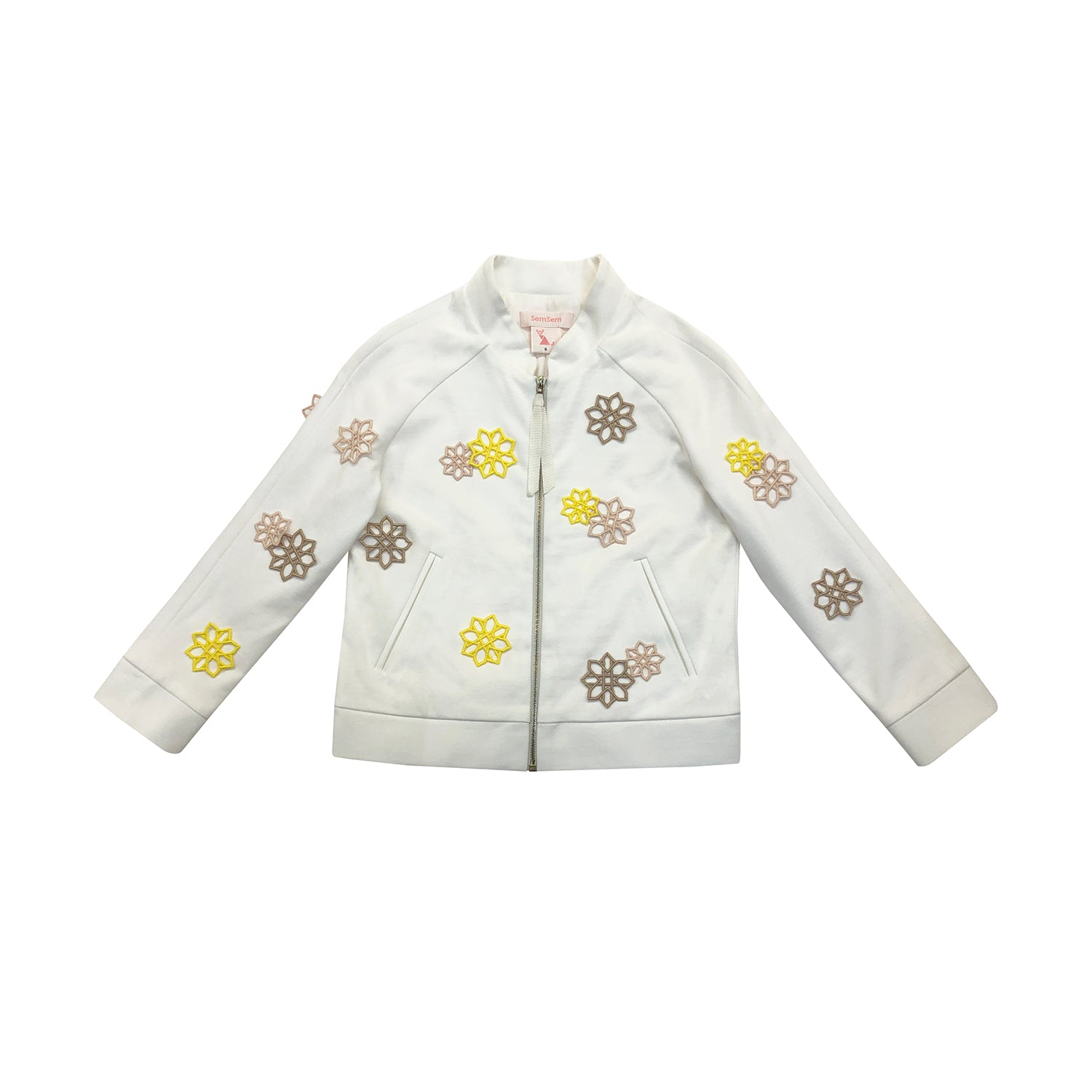 Girls Zaha Flower Bomber Jacket - White – SemSem